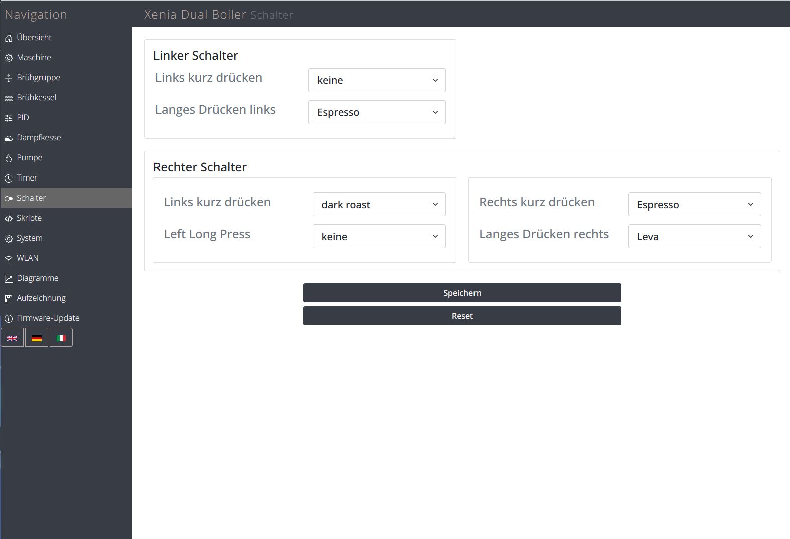 Webinterface | Xenia Espresso GmbH